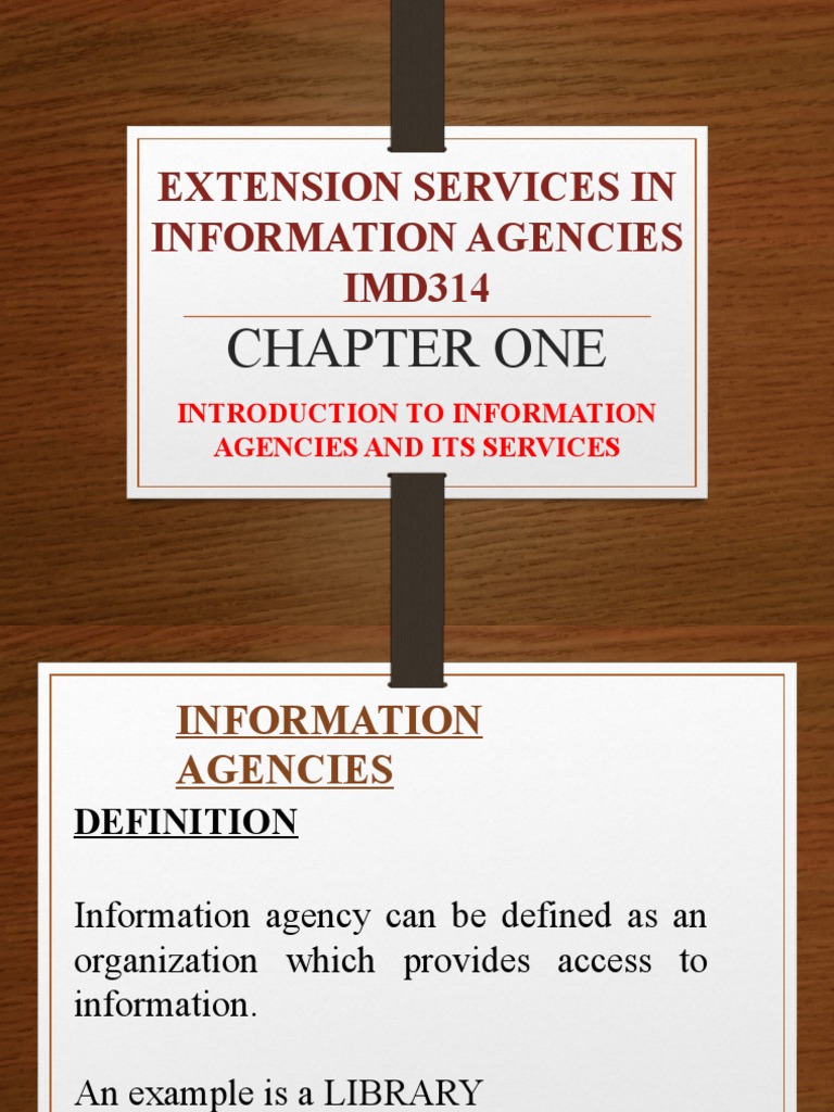 Chapter 1-Information Agencies | PDF | Libraries | Archive