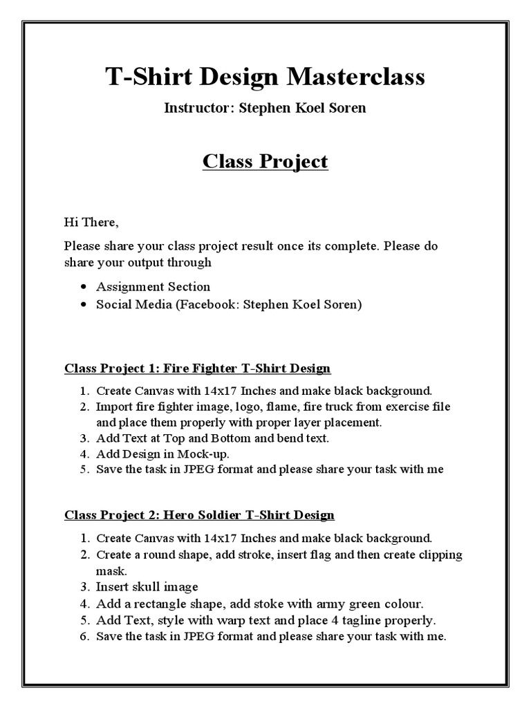 003 Class Project T-Shirt Design Masterclass | PDF