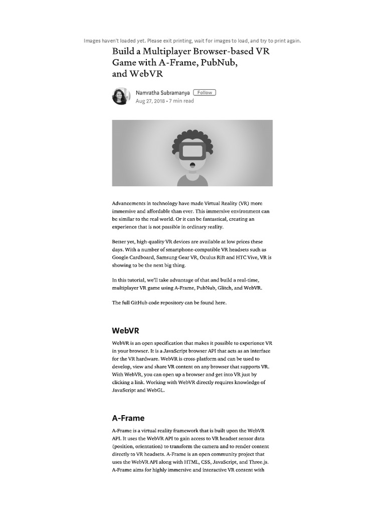 Build A Multiplayer Browser-Based VR Game With A-Frame, PubNub | PDF | Computers