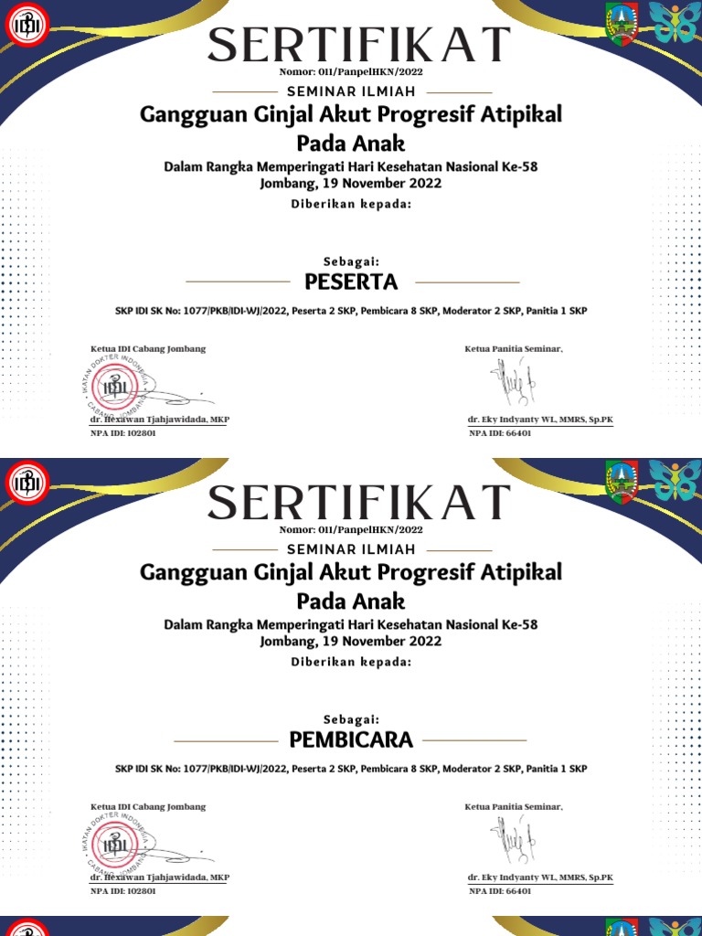 Sertifikat Seminar HKN - IDI | PDF