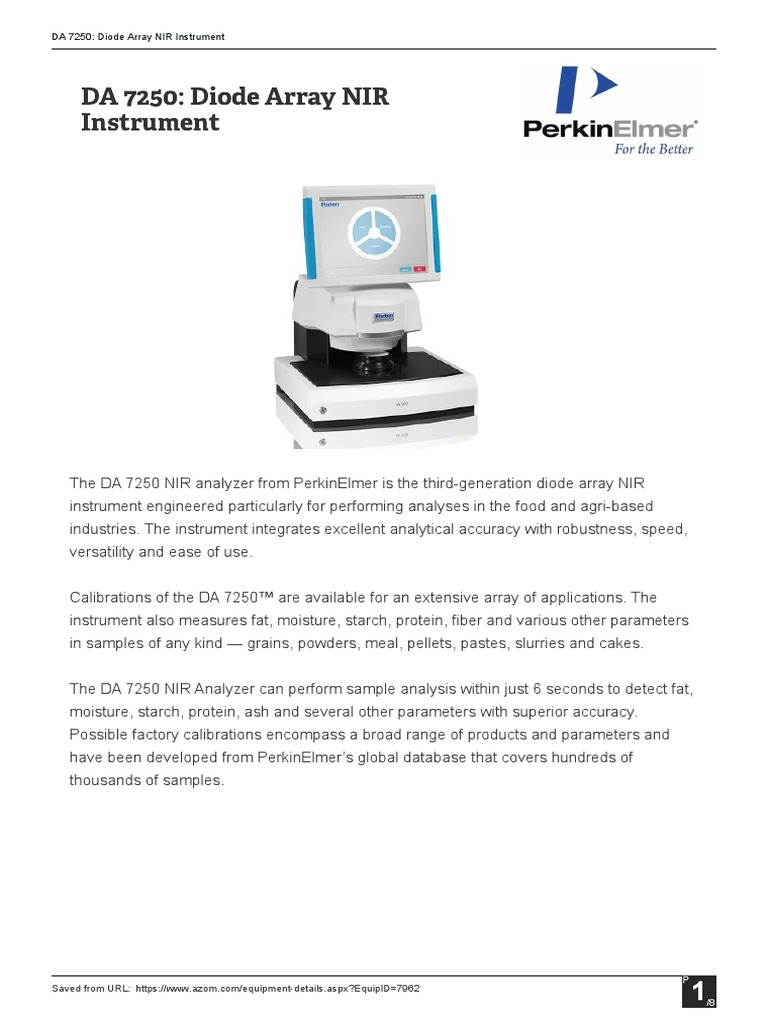 DA 7250 Diode Array NIR Instrument | PDF | Flour | Foods