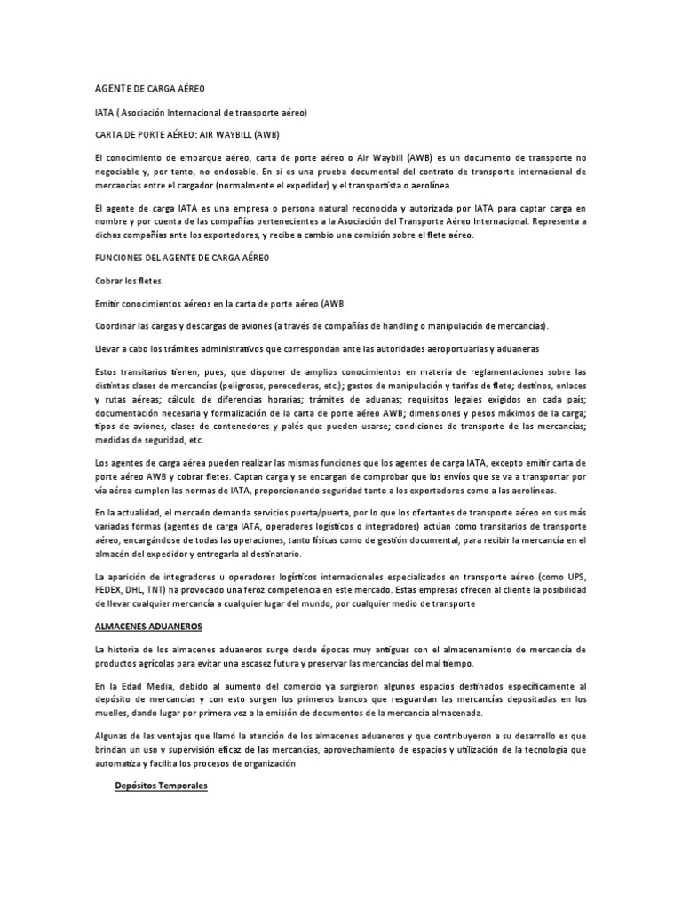 Agente de Carga Aéreo | PDF | Logística | Almacén