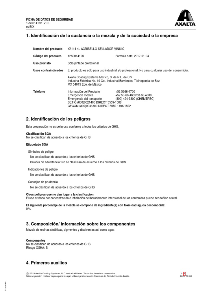 Acrisello - Universal - (Vinilico) - 4LT Axalta | PDF | Toxicidad | Agua