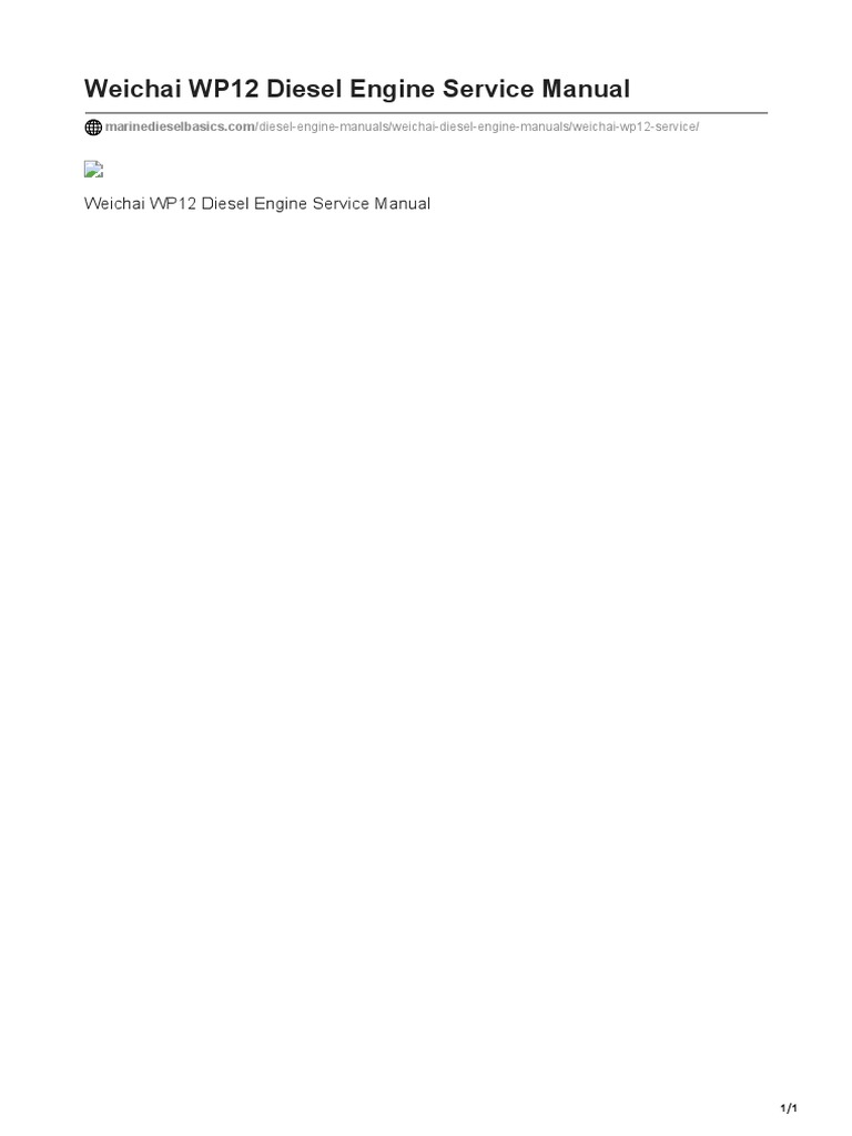 Weichai WP12 Diesel Engine Service Manual | PDF