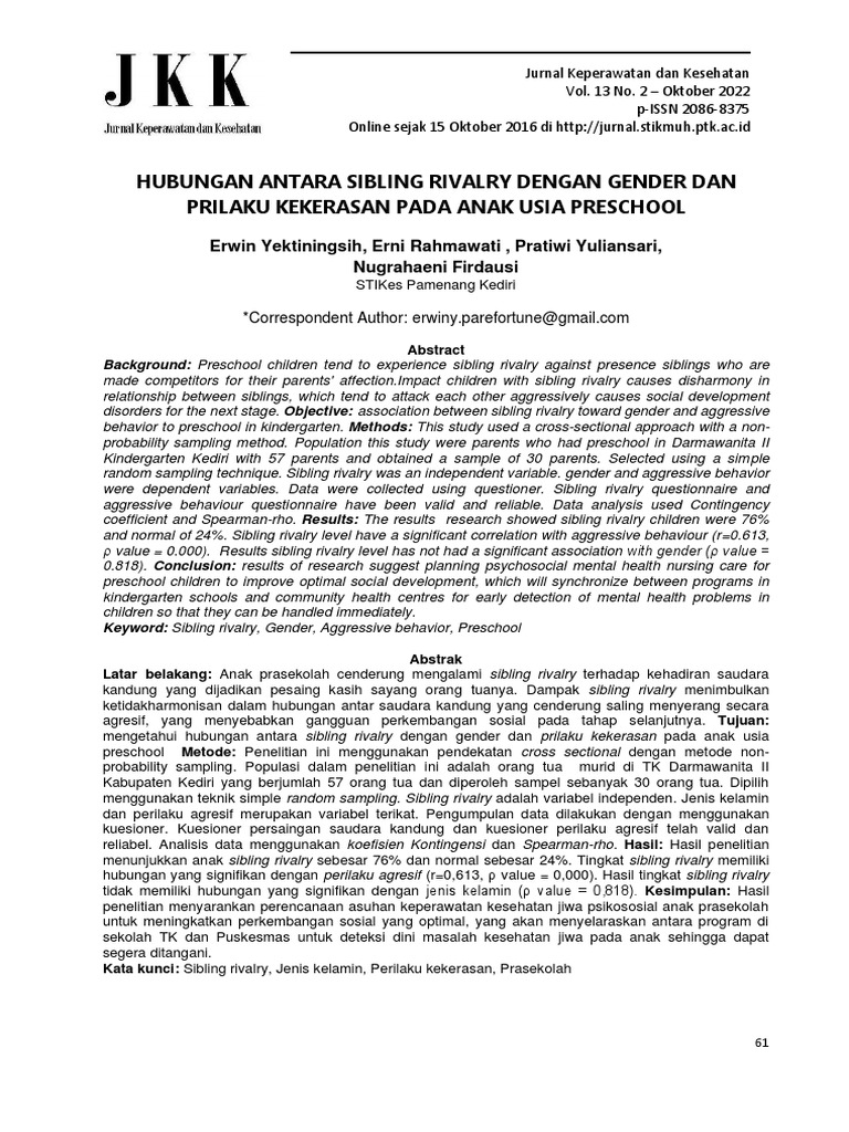 234-Article Text-987-2-10-20221101 | PDF | Aggression | Spearman's Rank ...