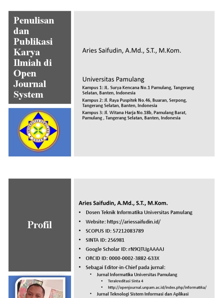 Aries Saifudin - Penulisan Dan Publikasi Karya Ilmiah Di Open Journal System - 2021.04.03 | PDF