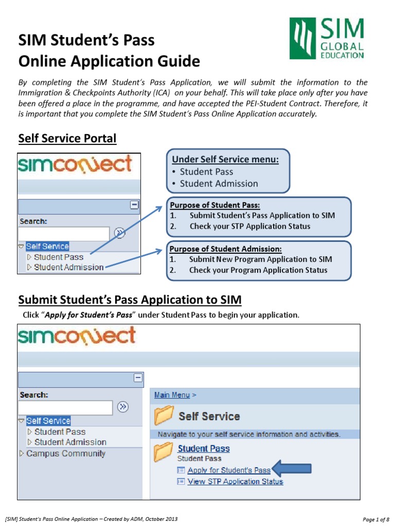 SIM Student's Pass Online Application Guide | PDF | Government And ...