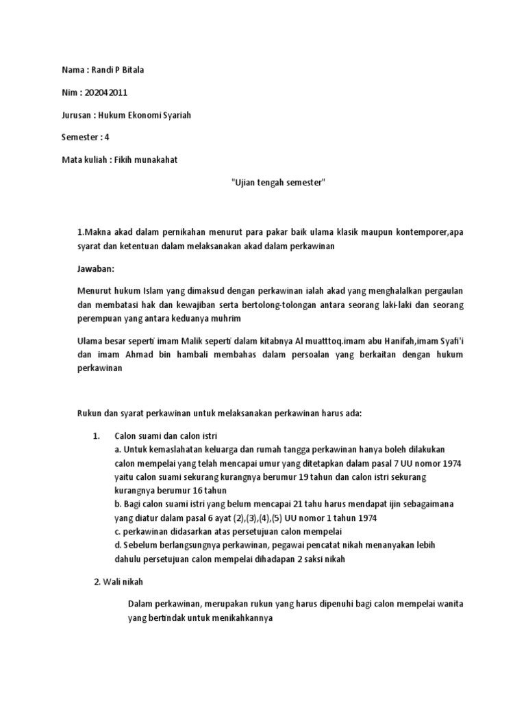 Uts Fikih Munakahat Randi | PDF