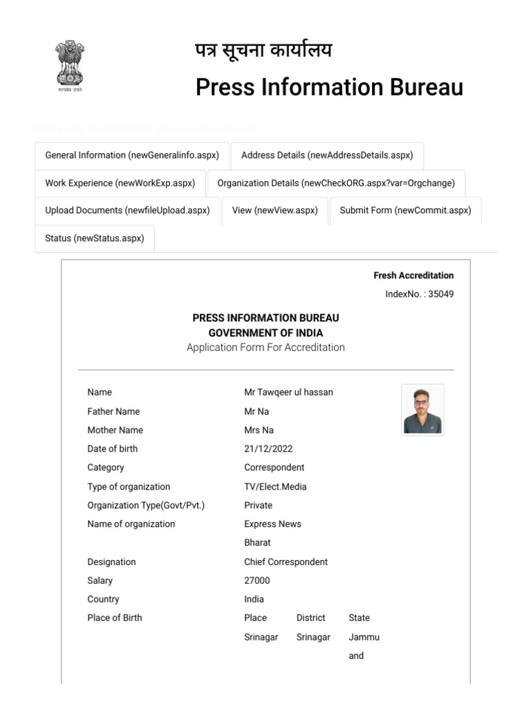 PIB Accreditation Form Guide | PDF | Government