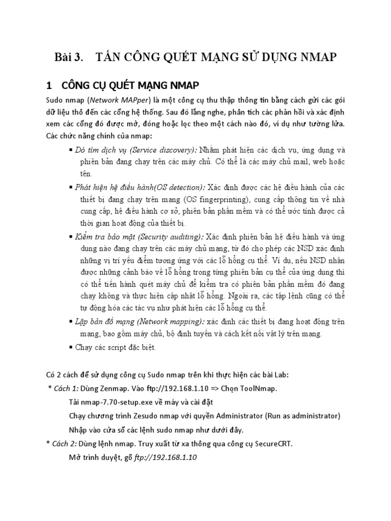 Lab 04 - Tấn Công Quét Mạng Sử Dụng NMAP | PDF