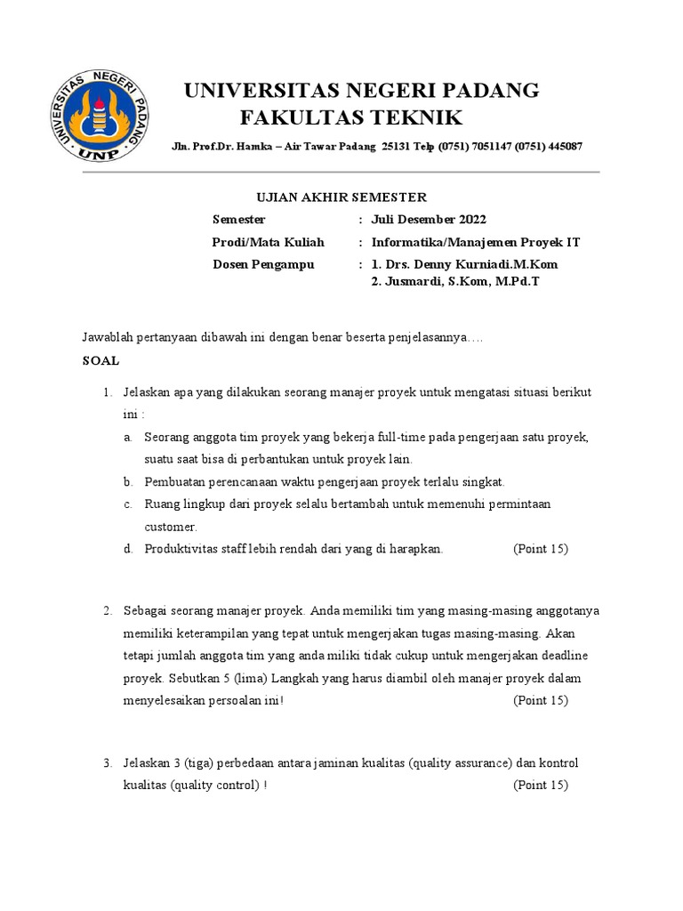 Soal Uas Manpro It | PDF