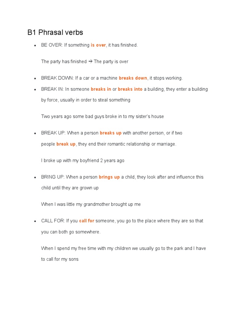 B1 Phrasal Verbs | PDF