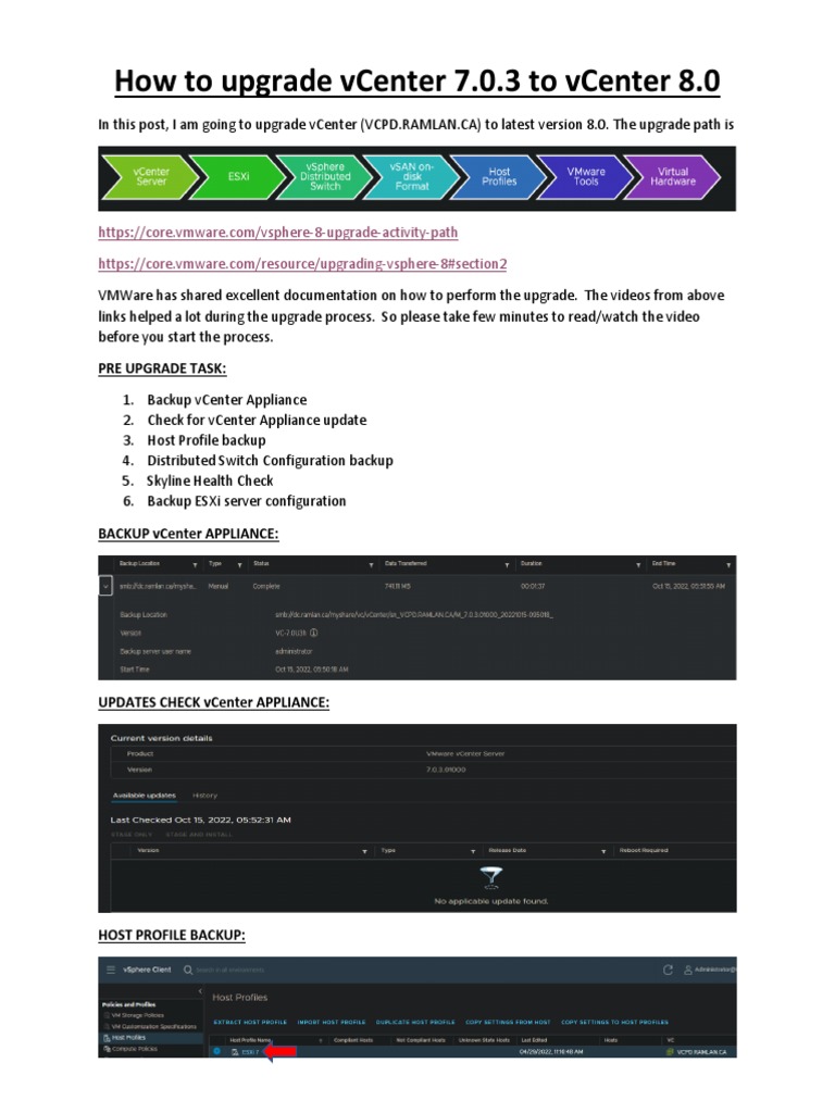 How To Upgrade Vcenter 7.0.3 To Vcenter 8.0 | PDF | Software Engineering | Computer Architecture