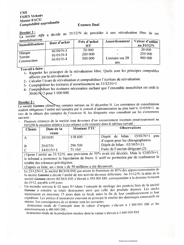 Examen Compta s7 | PDF