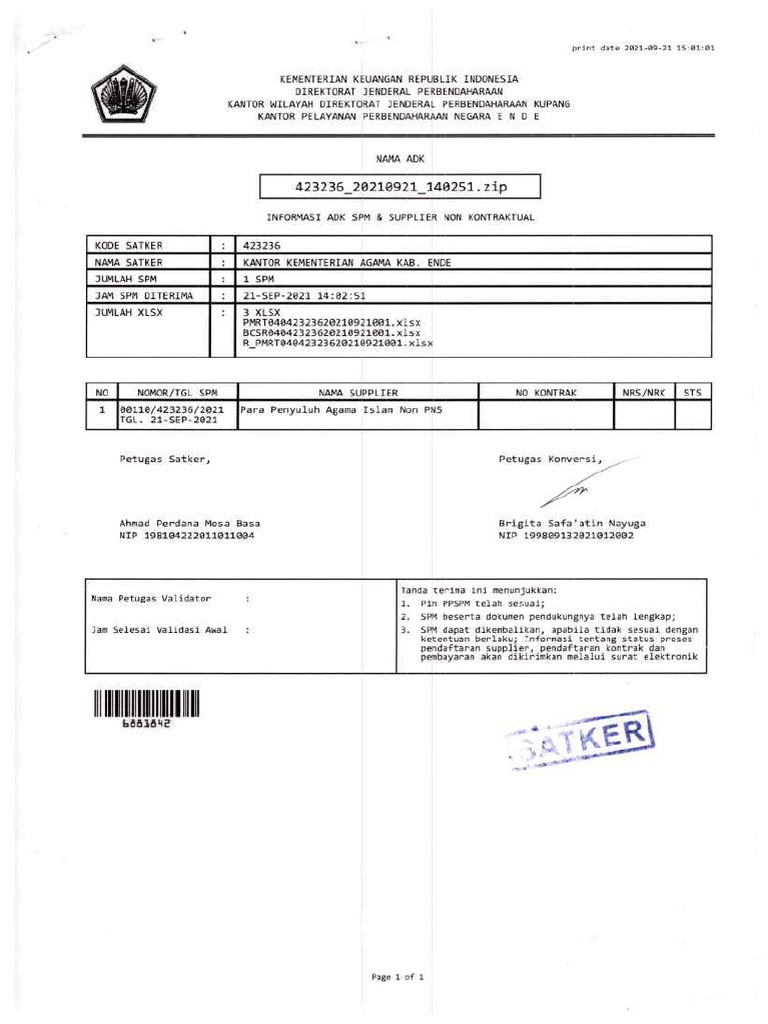 SPM Pai Non PNS Bulan Agustus 2021 | PDF