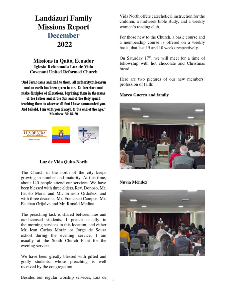 2022 12 Ecuador Missions Report | PDF | Calvinism | Christian Mission