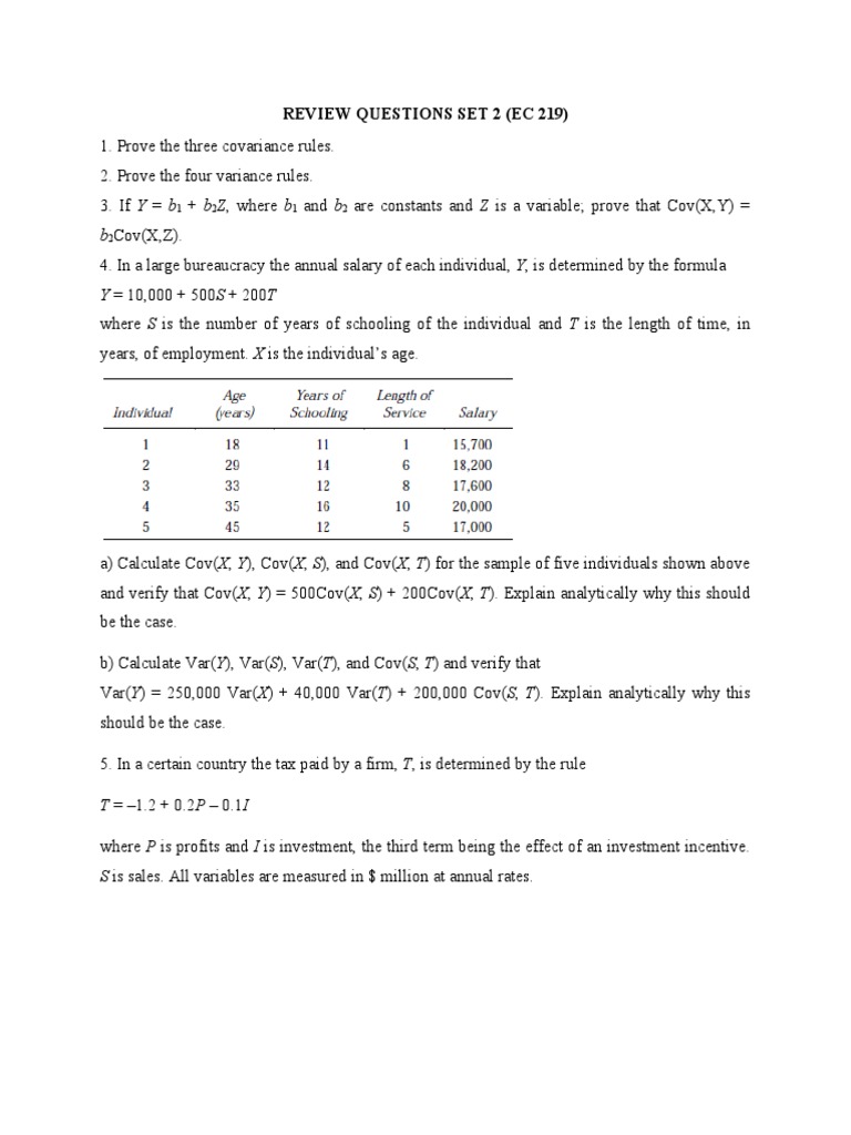 Covariance and Variance Rules Explained | PDF