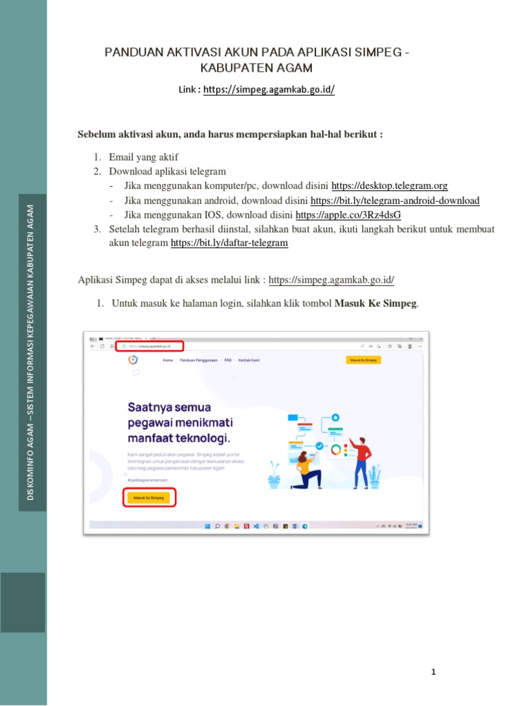 Panduan Aktivasi Akun Simpeg | PDF