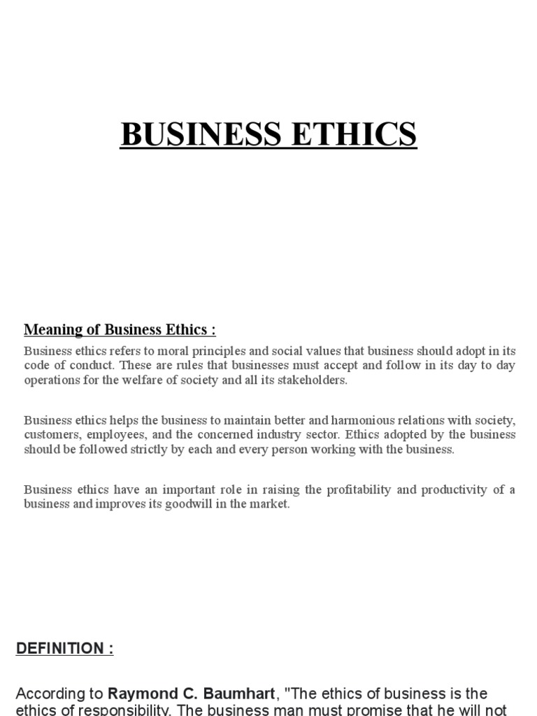 Business Ethics | PDF