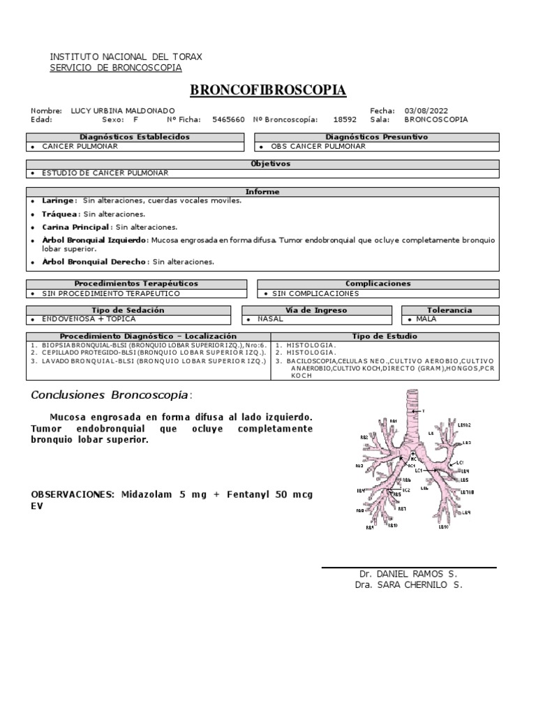 Broncoscopia Lucy Urbina Maldonado | PDF | Morfología (biología) | Anatomía