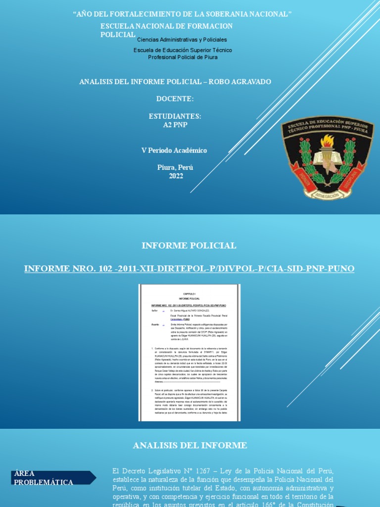 Analisis Del Informe Policial - Robo Agravado | PDF | Policía ...