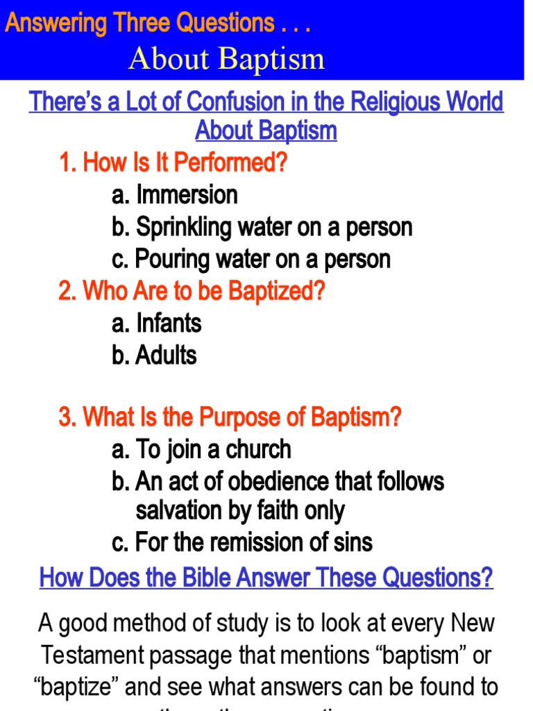 Answering Three Questions | PDF | Baptism | Jesus
