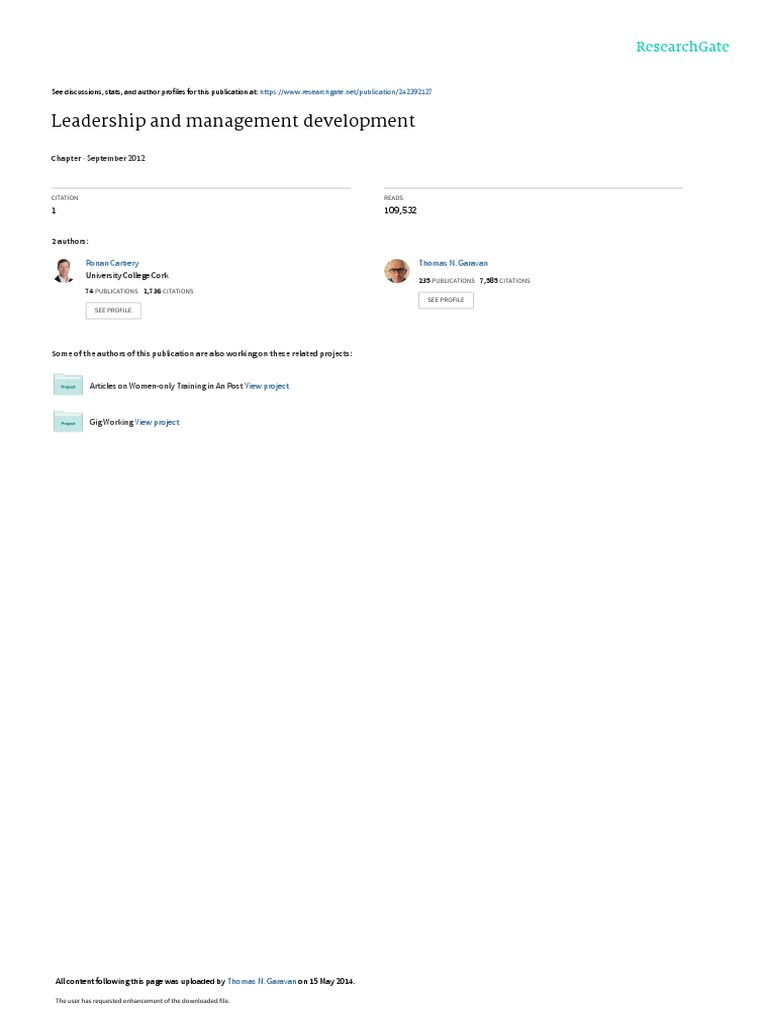 Developing Leadership and Managing Change: An Overview of Leadership ...