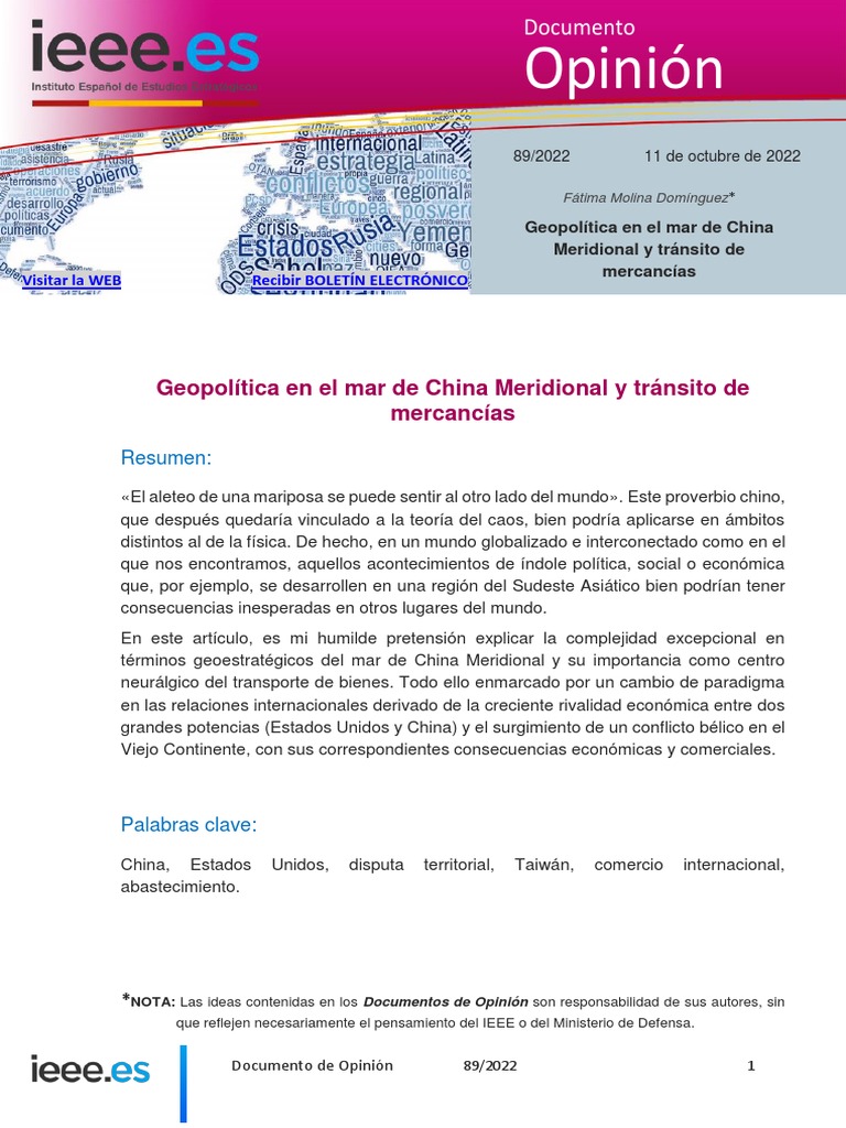 Geopolítica del Mar de China Meridional | PDF | China | Política mundial