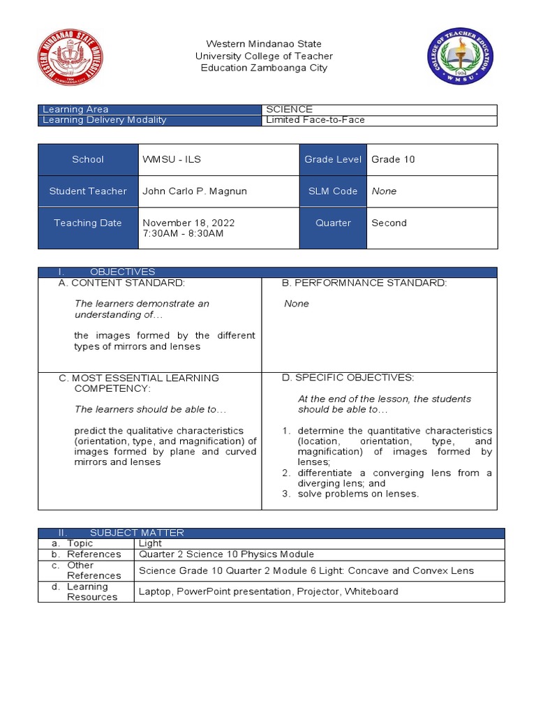 REVISED Lesson Plan LIGHT LENSES | Download Free PDF | Optics | Glass ...