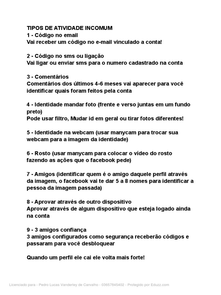 Tipos de Atividade Incomum | PDF