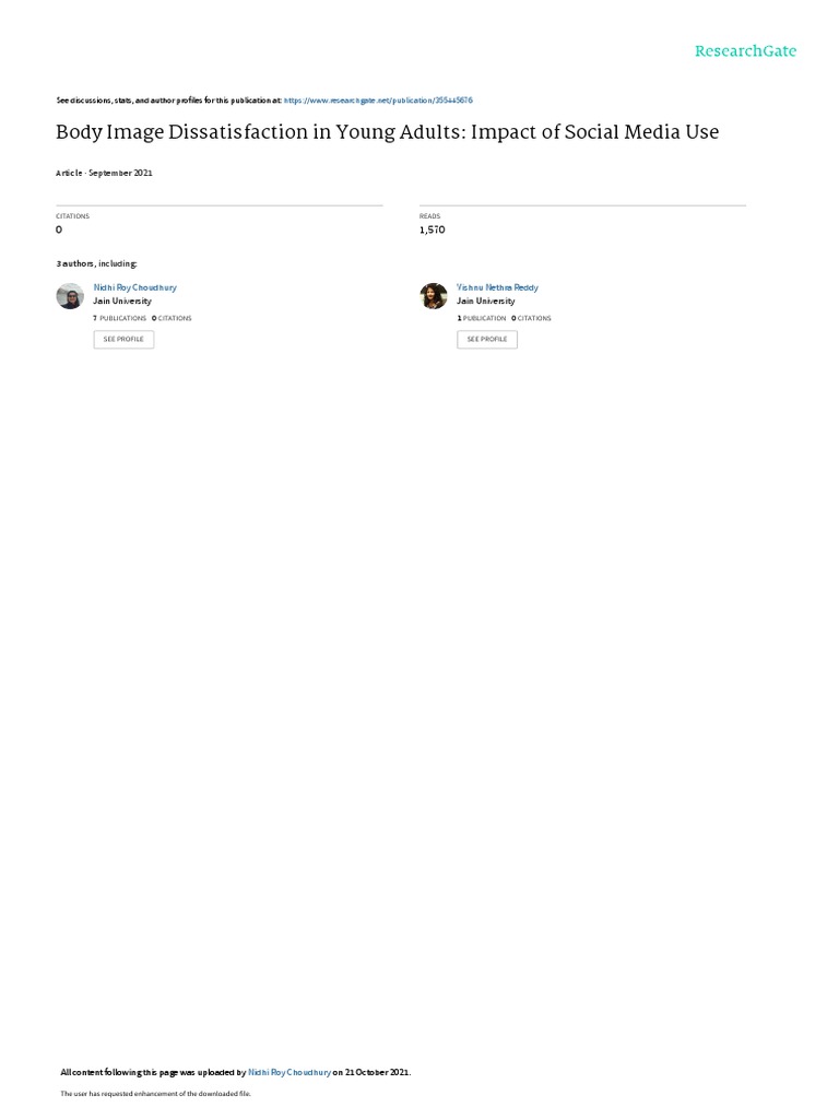 Body image dissatisfaction in young adults impacted by social media use ...