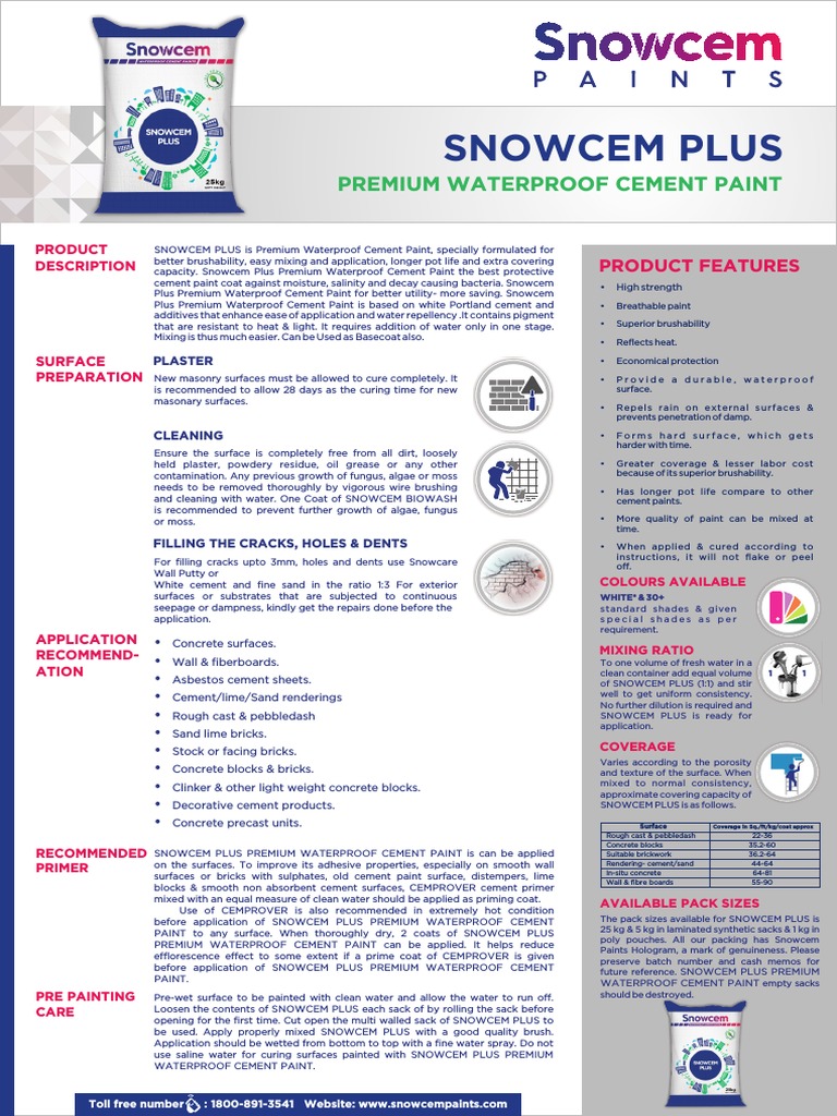 Snowcem Plus Waterproof Cement Paint Guide | PDF