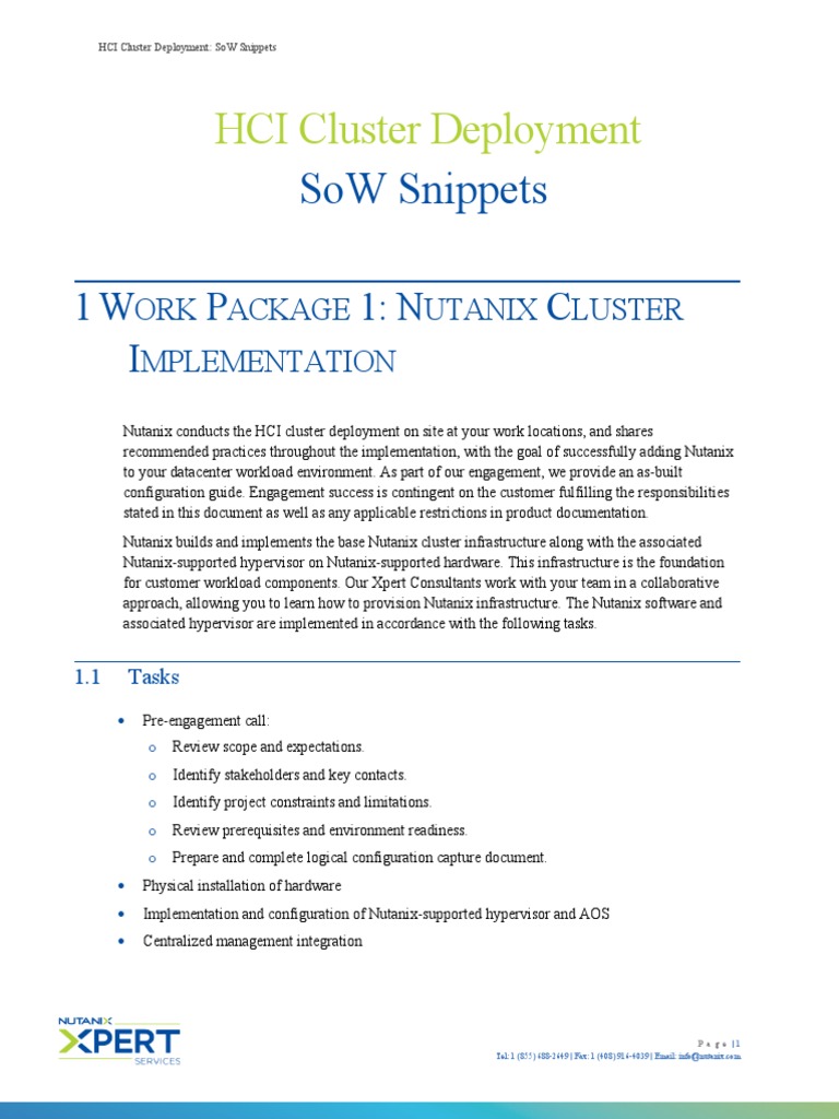 HCI Cluster Deployment - SoW Snippets | Download Free PDF | Information Technology Management ...