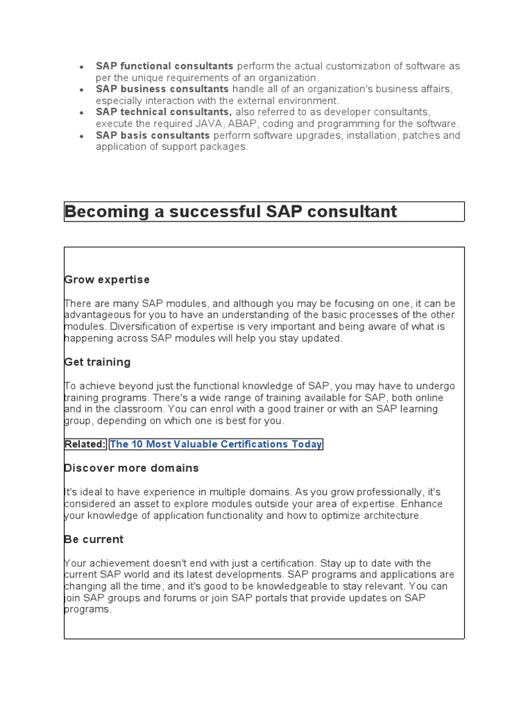 Sap Functional Consultants Pdf