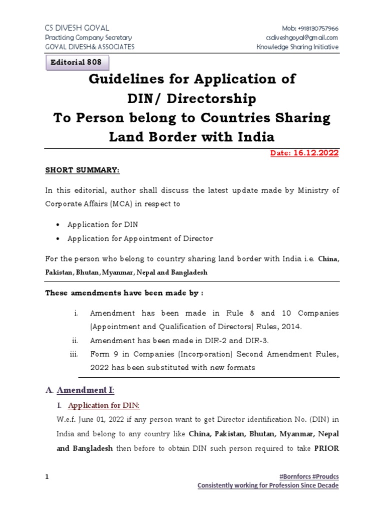 DIN Application Guidelines for Directors | PDF | Career & Growth