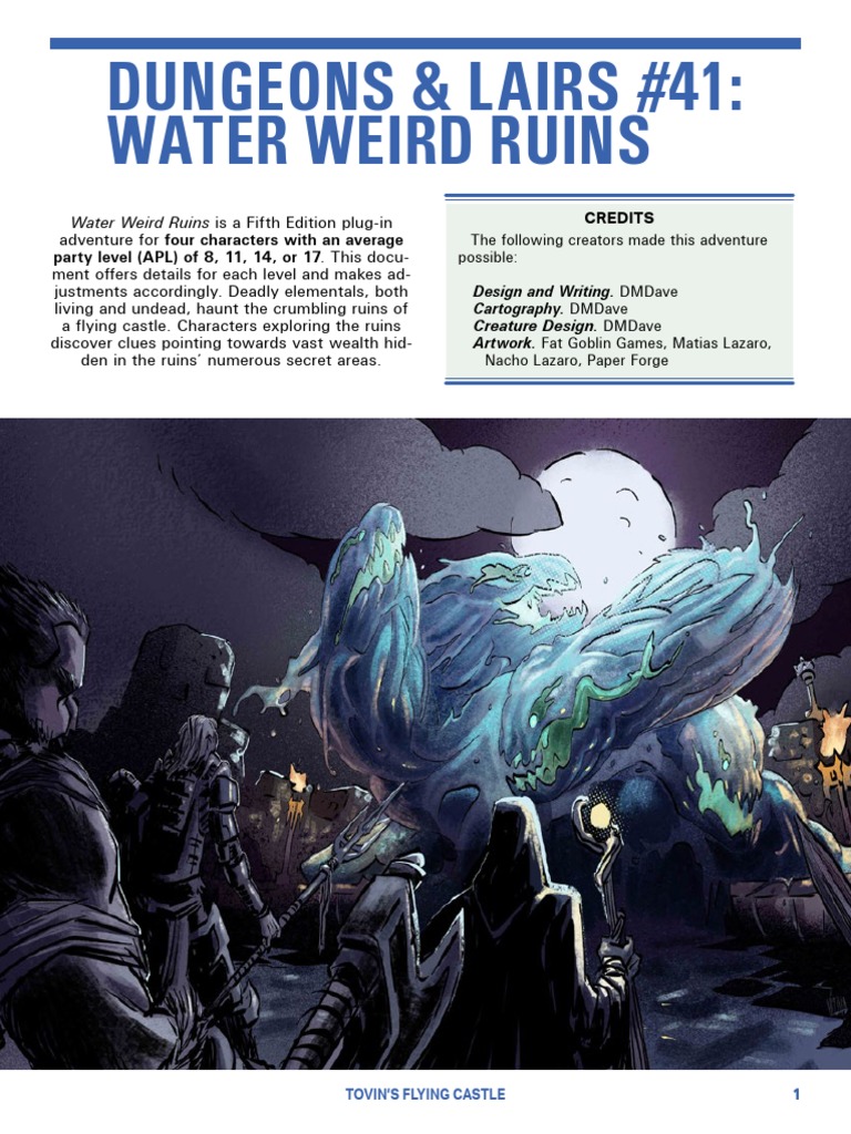 DMDave - Dungeons & Lairs 41 - Water Weird Ruins - Full Version | PDF | Castle