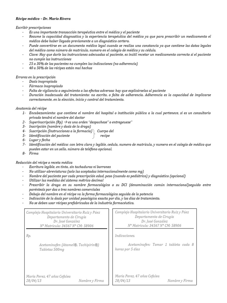 Recipe Médico UDO | PDF | Prescripción médica | Ciencias de la Salud