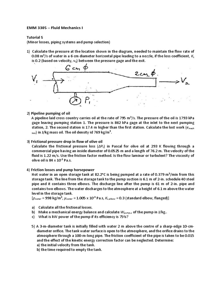 Calculating Pressure Losses, Pump Selection, and Flow Characteristics ...