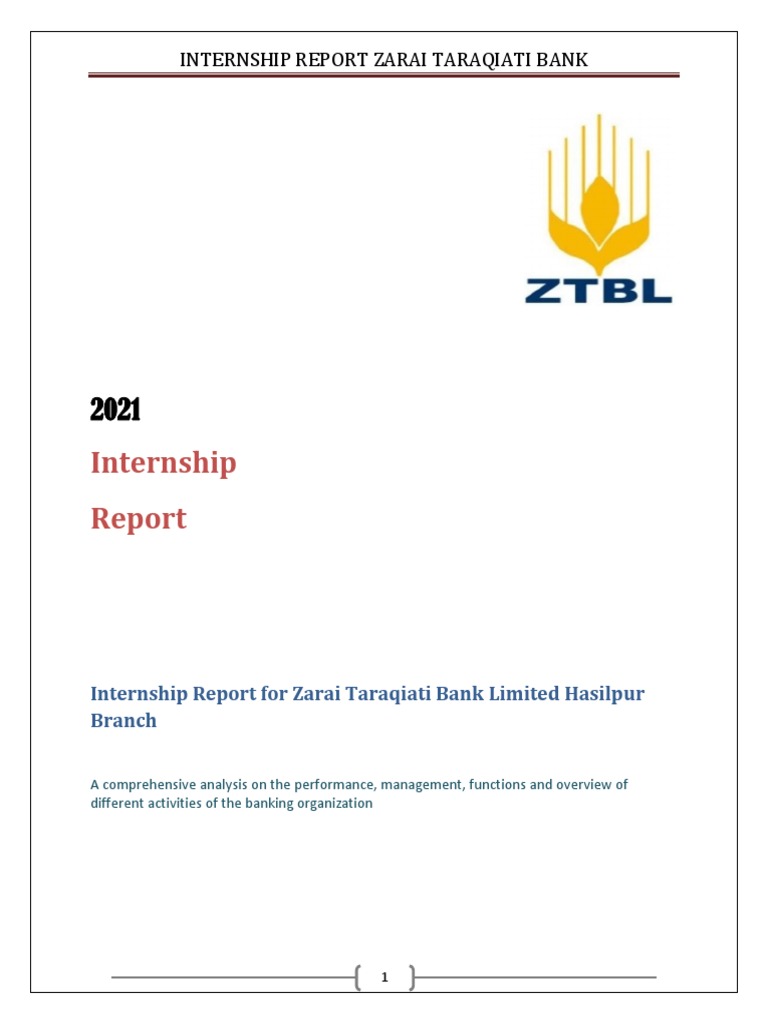 Internship Report on ZTBL Performance | PDF | Cheque | Transaction Account