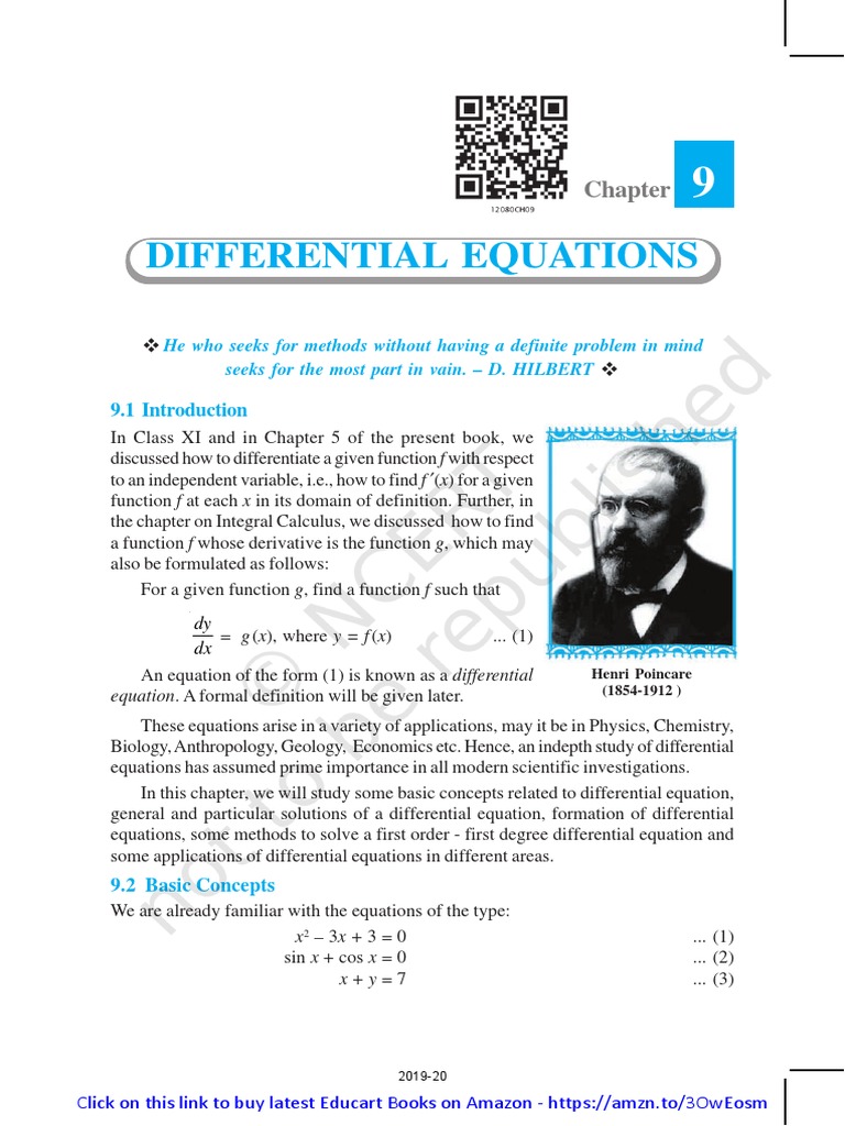 CH - 9 Differential Equations | PDF | Equations | Differential Equations