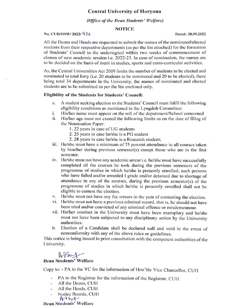 Students Council Guidelines 2022-23 | PDF | Crimes | Crime & Violence