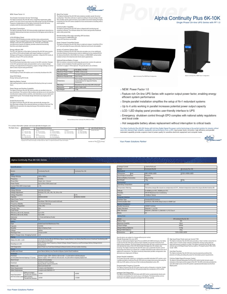 Andmeleht Alpha Continuity Plus 6kW 10kW | PDF | Battery Charger ...