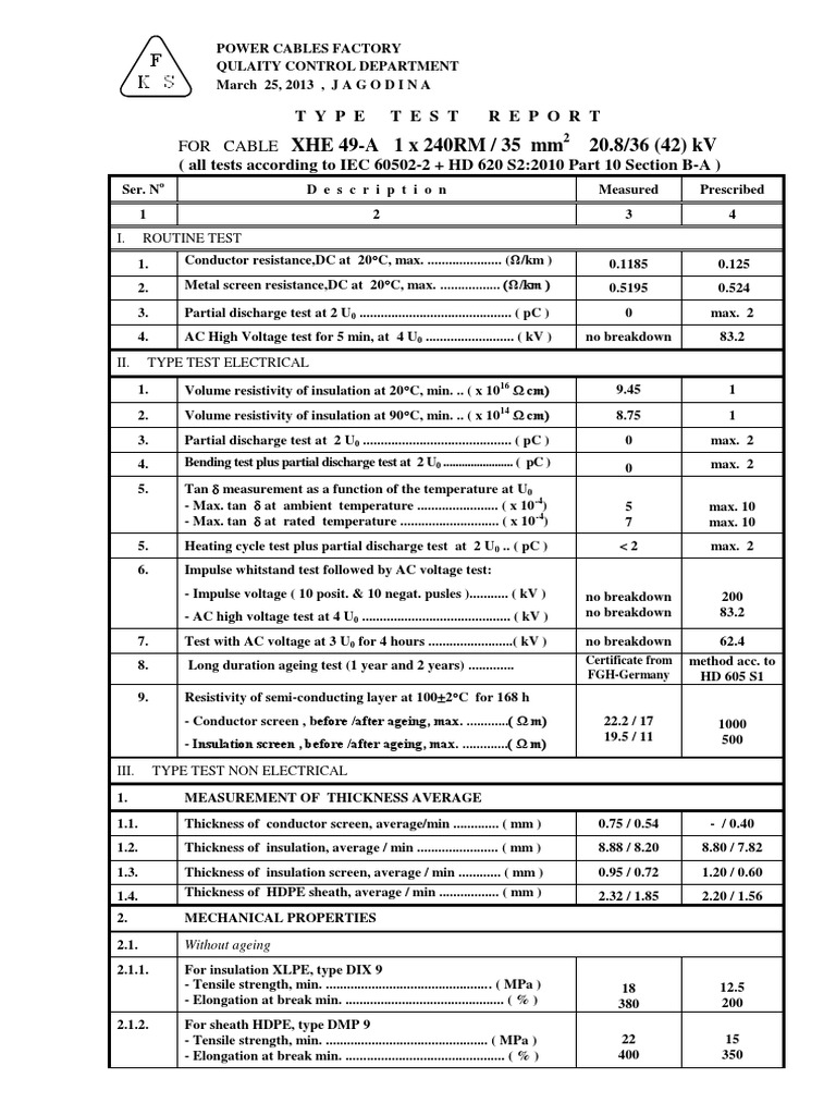 TTR XHE 49-A 1x240-35 36 KV | PDF | Insulator (Electricity ...
