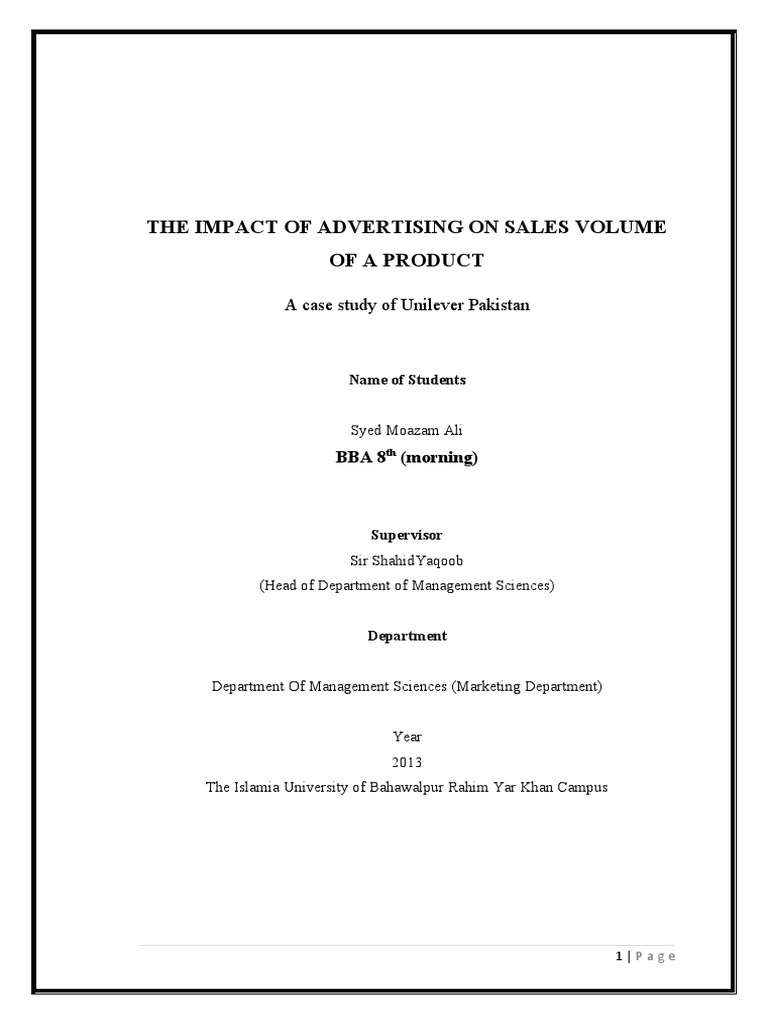 Advertising's Impact on Unilever Sales Volume | PDF | Advertising ...