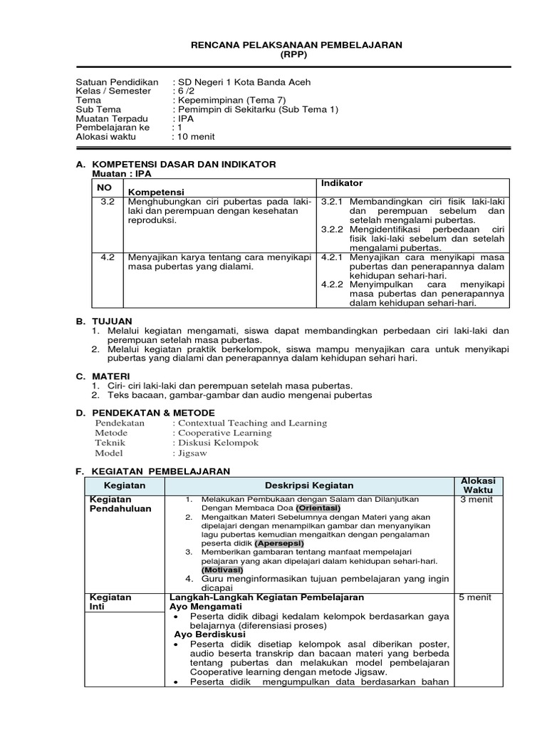 Kelas 6 Muatan Ipa Tentang Pubertas | PDF