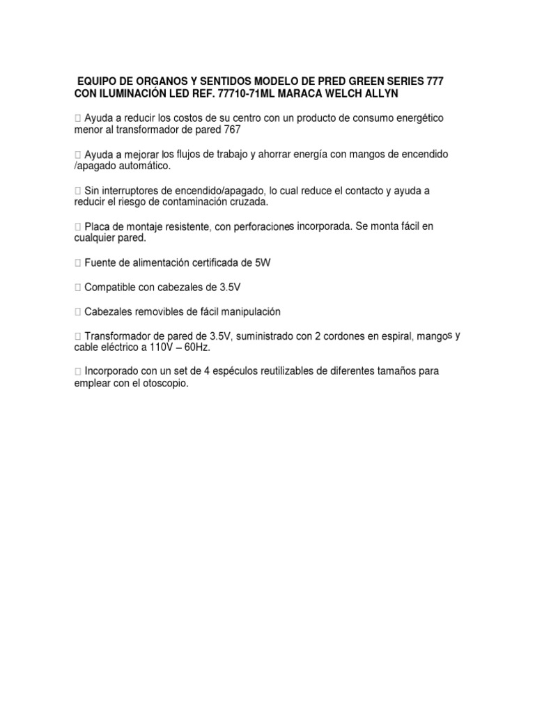 Equipo de Organos y Sentidos Modelo de Pred Green Series 777 | PDF ...