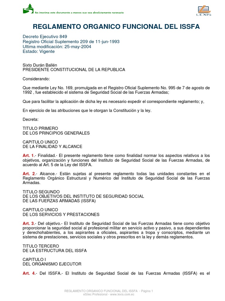 Reglamento Orgánico Funcional del ISSFA | PDF | Auditoría | Comisión Europea