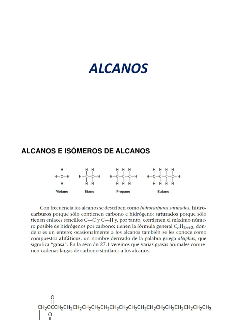 Propiedades y Nomenclatura de Alcanos | PDF | Alcano | Hidrógeno