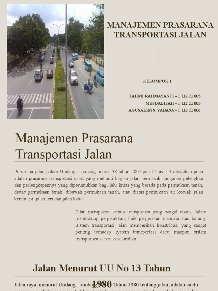 KELOMPOK 1 (Manajemen Prasarana Jalan) | PDF