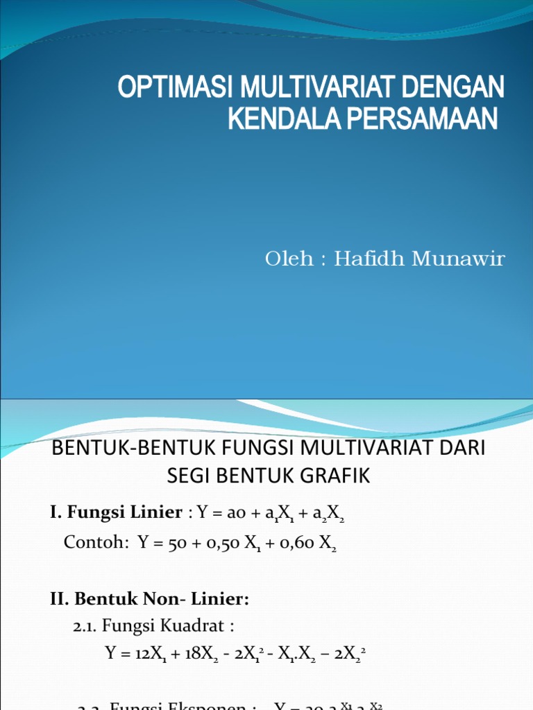 Optimasi Multivariat Dengan Kendali Persamaan | PDF | Metode & Bahan Ajar